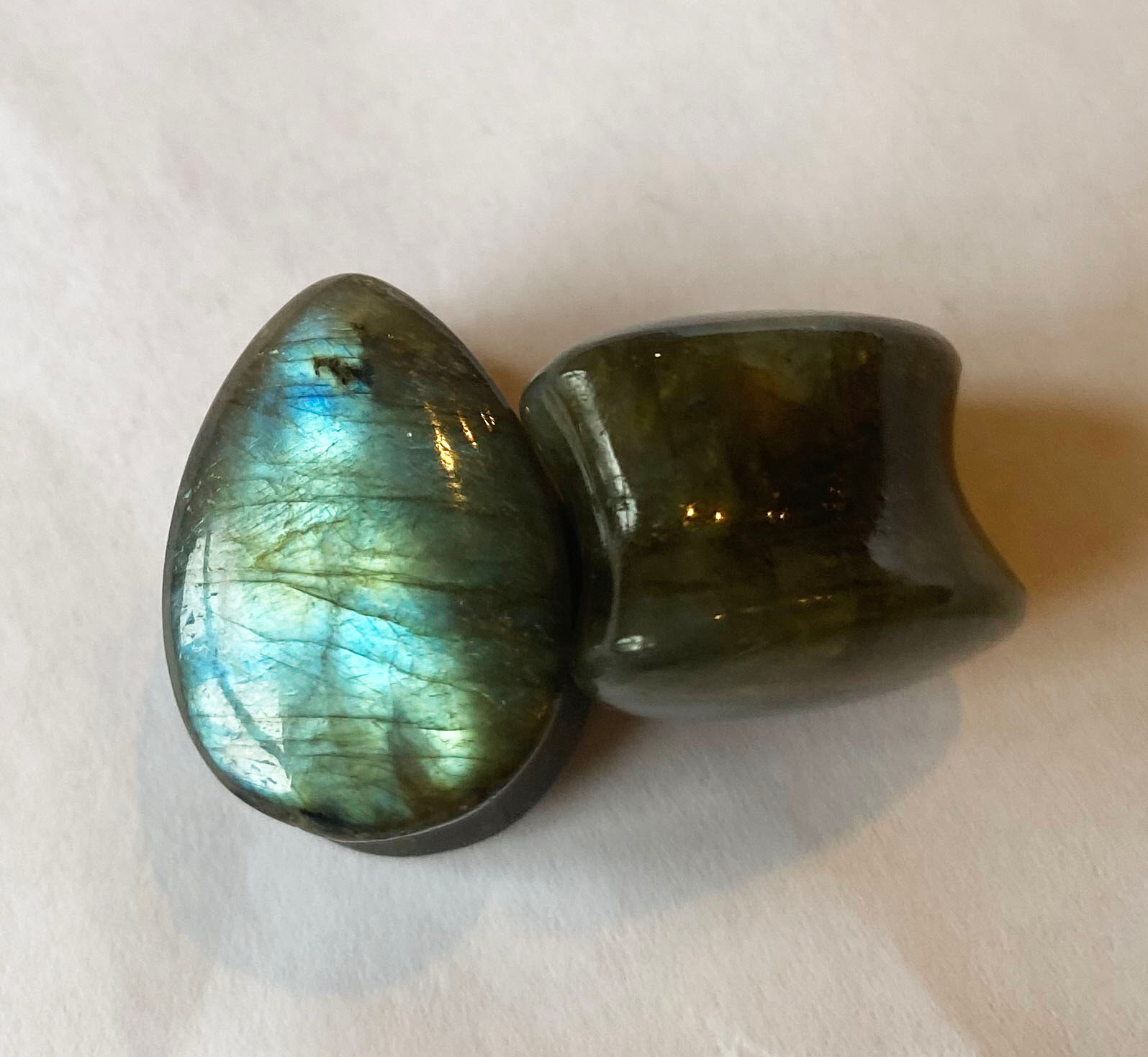 Custom Labradorite Teardrop Plugs in 14mm – Identity Body Piercing