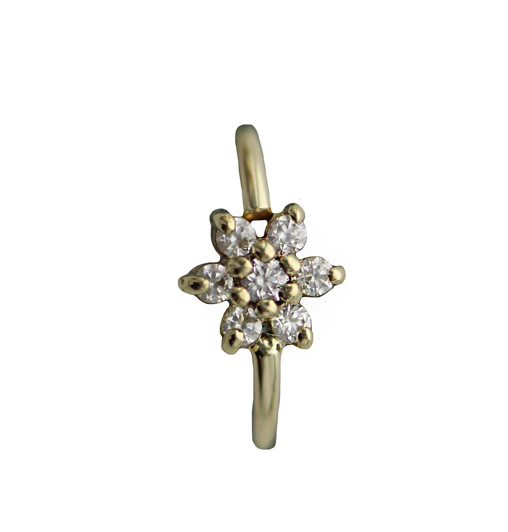 Daisy Side Facing Ring in Yellow Gold and Clear Crystal – Identity Body ...