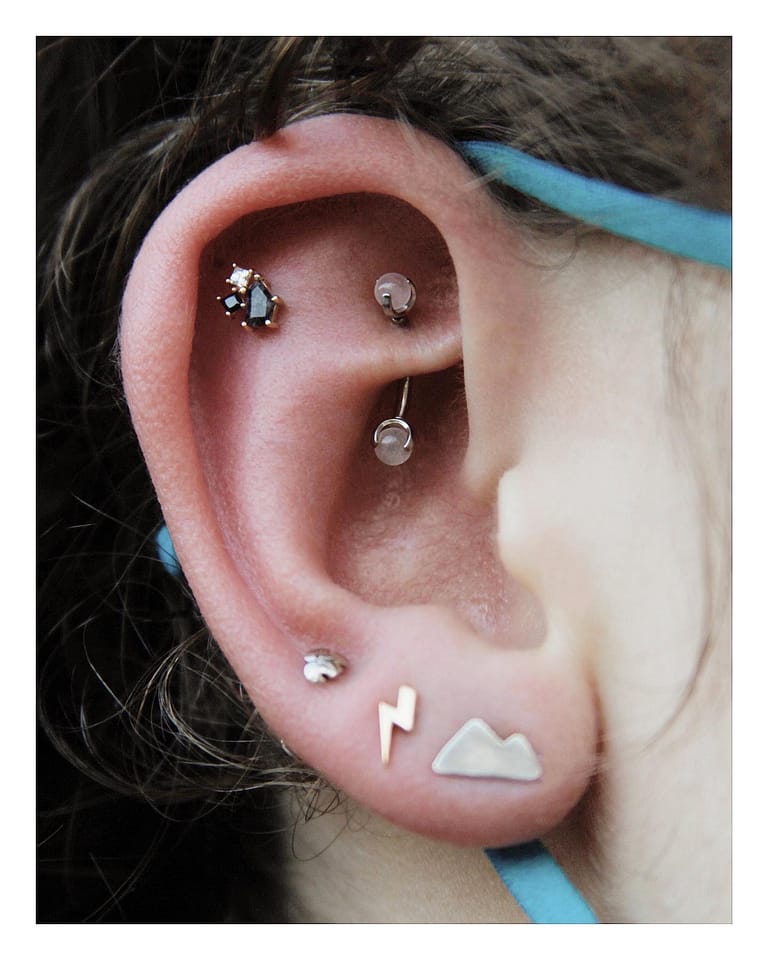 Lyra Tourmalated Quartz Black Spinel CZ Threadless End – Identity Body Piercing